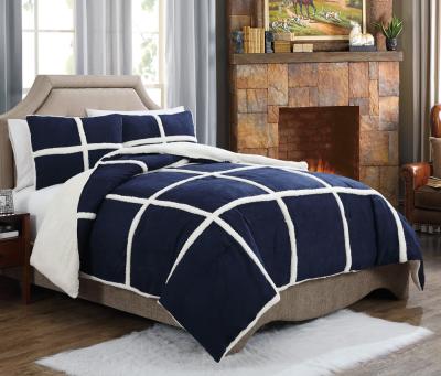 China Blue Fleece Comforter Plush Bedspread Coverlet For Cozy Winter Nights for sale