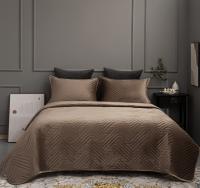 China Custom Solid Color Ultrasonic Bedspread Velvet Quilted Bed Spread 220x240cm 240x260cm for sale