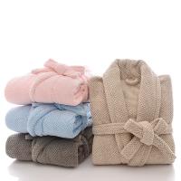 China Thermal Terry Knitted Waffle Bathrobe All Season Waffle Weave Bathrobe For Men Women for sale