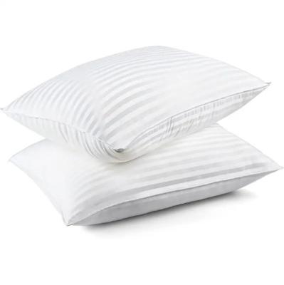 China Rectangle Soft White Cotton Pillow Satin Stripe Hypoallergenic Polyester Filling Pillow for sale
