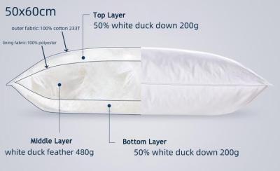 China Hypoallergenic Fluffy Down And Feather Pillows Double Stitched Soft Feather Pillows for sale