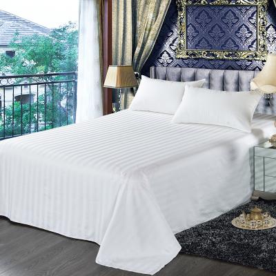China All Season White Blue Cotton Sateen Stripe Sheet Set With Hypoallergenic Feature for sale