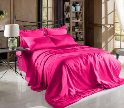 China Luxurious Satin Fitted Sheet Queen Hypoallergenic Queen Bed Satin Sheets Set Machine Washable for sale