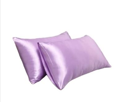China Set Of 2 Solid Satin Luxury Pillow Cases Hypoallergenic Machine Washable Bed Pillow Covers for sale