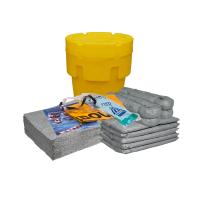 China 30 Gal Overpack Drum General Purpose Spill Kit with Universal Absorbents and Wheelie Bin Container for sale