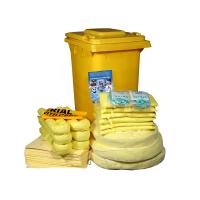 China 120 Litre Wheeled Bins Hazchem Spill Kit for Emergency Chemical Leakage Handling with PPE and Disposal Bags for sale