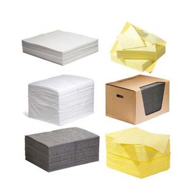 China Oil Absorbent Pads 400x500mm Polypropylene 4mm Thick - Industrial Spill Control with 200-400 GSM Capacity for sale