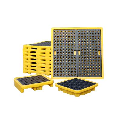 China CE Certified 4 Drum Spill Containment Pallet HDPE Secondary Containment 280L Capacity 2600KGS Load for sale