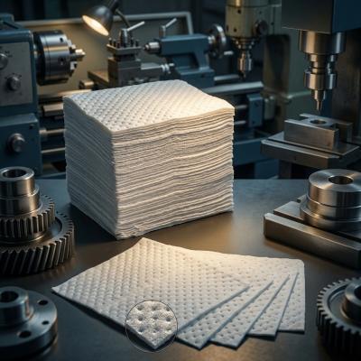China 300gsm Heavyweight Oil Sorbent Pads with Fast Absorption for Oil Spill Cleanup in 40 x 50 cm Size for sale
