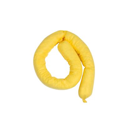 China High Absorbency Yellow PP Chemical Absorbent Socks for Hazardous Liquid Spills for sale