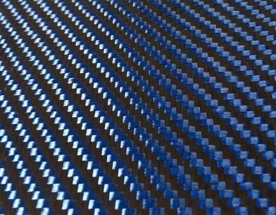 China Orange Blue Hybrid Carbon Kevlar Fabric , 200GSM Aramid Carbon Mixed Cloth for sale