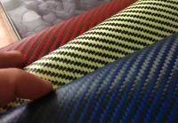 China Orange Blue Hybrid Carbon Kevlar Fabric , 200GSM Aramid Carbon Mixed Cloth for sale