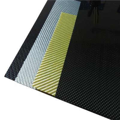 China Carbon Fiber Sheet 3K Twill or Plain Colorful Kevlar Impact Resistant piece in different thickness for sale