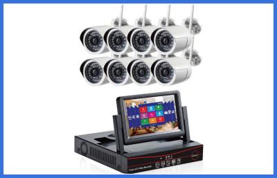 China 7 Inch Monitor 8 Channel NVR CCTV Camera Kits , HD Bullet Waterproof IP Wireless Camera for sale