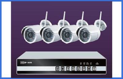 China 4Channel Wireless HD 1MP 1.3MP 2 MP IP66 IP Bullet CCTV Camera Kits H.264 NVR for sale