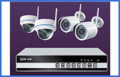 China 4CH 720P / 1080P Wireless CCTV Camera Kits Support Ipad Smart Phone Onvif for sale