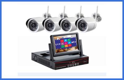 China Real Time Wireless Outdoor CCTV Camera Kits 4PCS Onvif H.264 4CH for sale