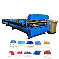 China Corrugated Roof Sheet Roll Forming Machine 6-8m/min Hydraulic Cutting Galvanized Steel for sale