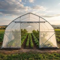 China Zippered Door Greenhouse Tunnel 20x10x7ft Galvanized Steel Frame PE Cover for sale