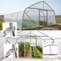 China 8m x 30m Hot Dip Galvanized Steel Tunnel Greenhouse 200 Micron UV Resistant PE Film Cover for sale