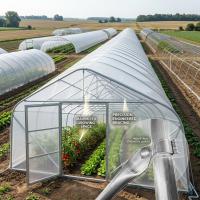 China Hydroponic NFT Tunnel Greenhouse 6m Wide 25m Long Galvanized Frame Complete Growing Kit for sale