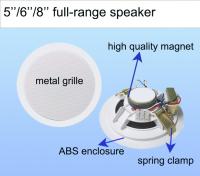 China 6W 100V 5-inch Full Range Speaker ABS Ceiling Speaker Plastic PA System With Spring Clamp OEM ODM for sale