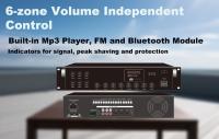 China 240W FM Bluetooth 6 Zones Output Mixing Amplifier With Remote Control for sale