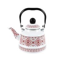 China No 305 Porcelain Enamel Teapot Custom Decal Printing Metal Steel Teapot Water Pot Butter Pot for sale