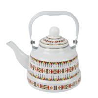 China No 305 Porcelain Enamel Teapot Custom Decal Printing Metal Steel Teapot Water Pot Butter Pot for sale