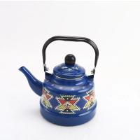 China No 305 Porcelain Enamel Teapot Custom Decal Printing Metal Steel Teapot Water Pot Butter Pot for sale