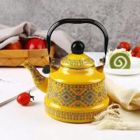 China No 305 Porcelain Enamel Teapot Custom Decal Printing Metal Steel Teapot Water Pot Butter Pot for sale
