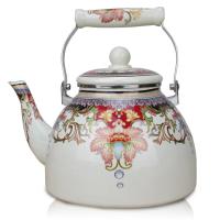 China Porcelain Classical Style Custom Flowery Design Enamel Kettle Metal Steel Enamelled Teapot Perfect for Tea Brewing for sale