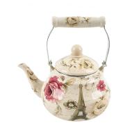 China Porcelain Classical Style Custom Flowery Design Enamel Kettle Metal Steel Enamelled Teapot Perfect for Tea Brewing for sale
