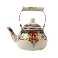 China Porcelain Classical Style Custom Flowery Design Enamel Kettle Metal Steel Enamelled Teapot Perfect for Tea Brewing for sale