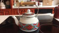 China Porcelain Classical Style Custom Flowery Design Enamel Kettle Metal Steel Enamelled Teapot Perfect for Tea Brewing for sale