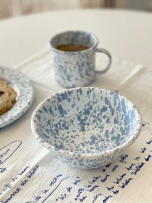 China Korean Splash Ink Enamel Dinnerware Bowl Mug Plate Set Classical Style 0.5mm Thickness for sale