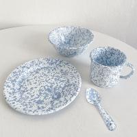 China Korean Splash Ink Enamel Dinnerware Bowl Mug Plate Set Classical Style 0.5mm Thickness for sale