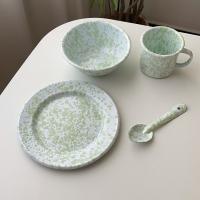 China Carbon Steel Enamel Dinnerware Set Outdoor Picnic Camping Kitchenware Tableware for sale