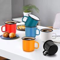 China 250ml 350ml 500ml 750ml 1250ml Enamel Coating Custom Logo Printing Metal Steel Coffee Tea Mugs Multi Capacity for sale