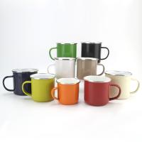 China 250ml 350ml 500ml 750ml 1250ml Enamel Coating Custom Logo Printing Metal Steel Coffee Tea Mugs Multi Capacity for sale