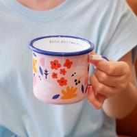 China Classical Style Enamel Mug Daily Custom Color Decal Coffee Tea Mug Lightweight Camping Mugs for sale