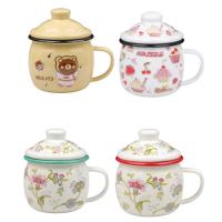 China 8x8cm Rim 304 Stainless Steel Rolled Edge Rim Christmas Gift Set Belly Mug Set Enamel Coffee Tea Camping Travel Beer Mugs Lid for sale