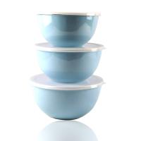 China 3PCS Carbon Steel Salad Bowl Set Space Saving Metal Mixing Nesting Bowl for sale