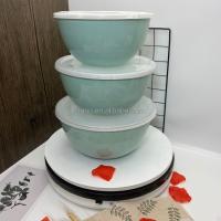 China High Temperature Logo Printing Enamel Mixing Bowl Custom Color 18cm 20cm 22cm 24cm for sale