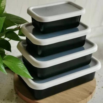 China 630ml 1080ml 1700ml 2500ml Enamel Containers Lunch Box With Lid EU FDA Certified for sale