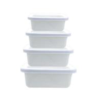 China Classical Style Airtight Food Storage Jar Container 4PCS Enamel Steel Box for sale