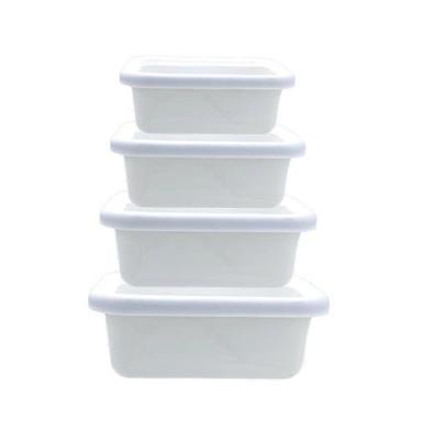 China Classical Style Airtight Food Storage Jar Container 4PCS Enamel Steel Box for sale