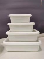 China Rectangular Enamel Food Storage Containers Outdoor Picnic Lunch Box With Lid Easy Clean for sale