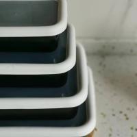China Classical Style Japanese Korean Style Enamel Container 600ml 1000ml 1700ml 2500ml Food Storage Containers for sale