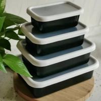 China Classical Style Japanese Korean Style Enamel Container 600ml 1000ml 1700ml 2500ml Food Storage Containers for sale